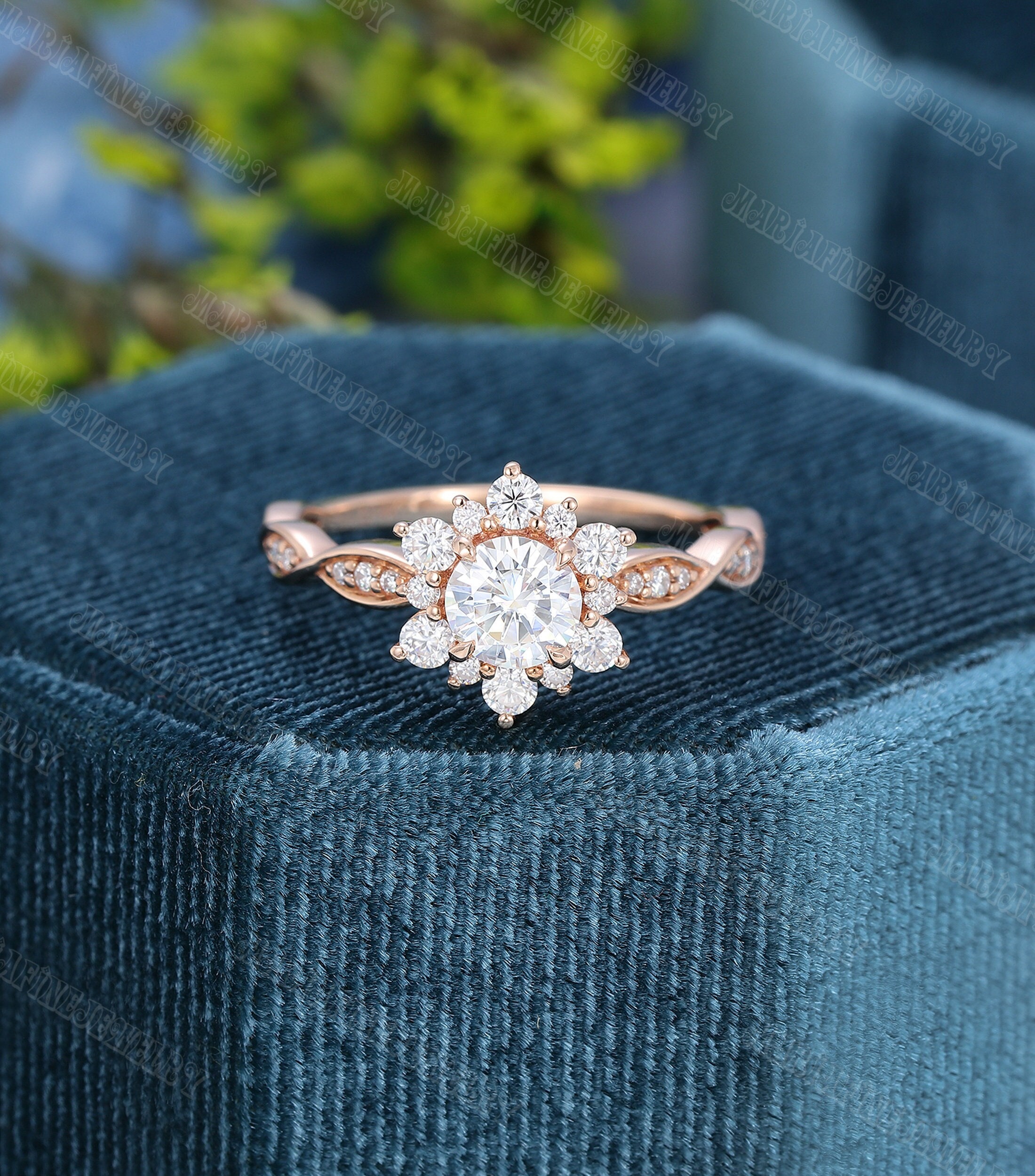 Vintage Moissanite Engagement Ring Yellow gold art deco Engagement Ring ...