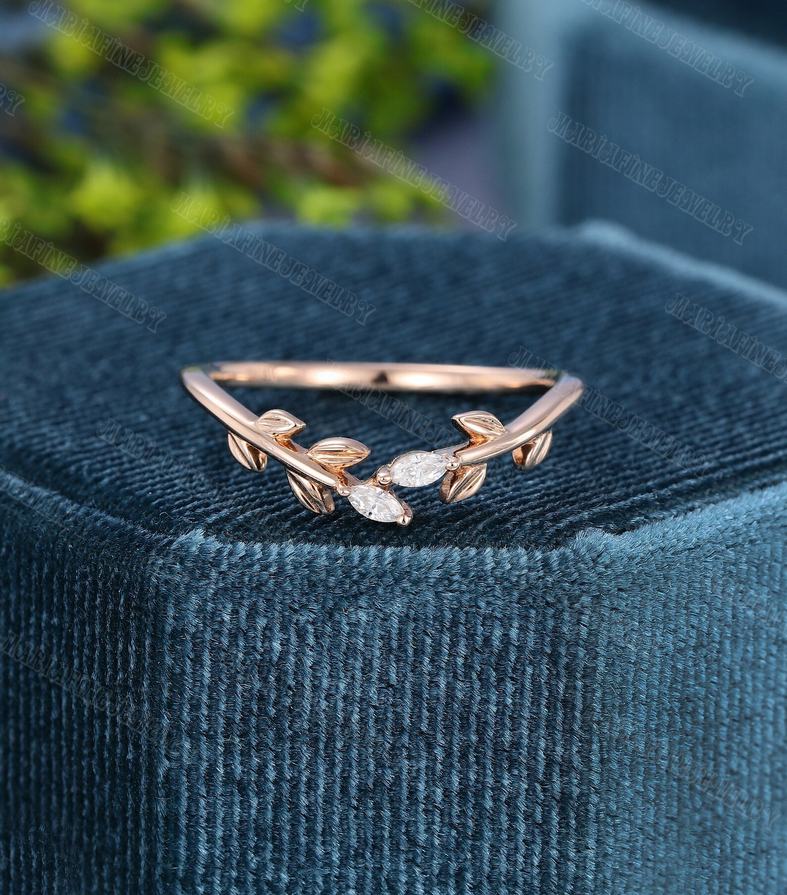 Unique Rose Gold Wedding Band Matching Wedding Band Art Deco - Etsy