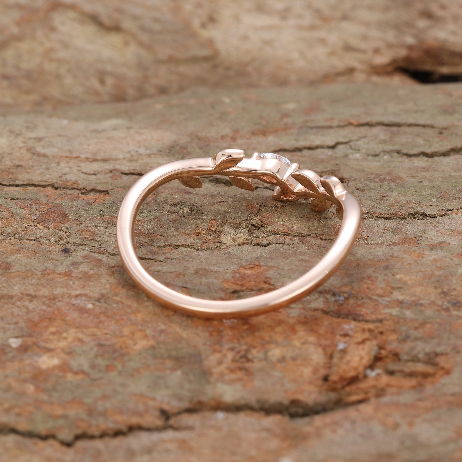 Unique Rose Gold wedding band matching wedding band Art deco | Etsy