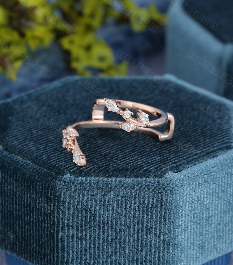Double Curved Wedding Band Rose Gold Open Enhancer Ring Vintage ...