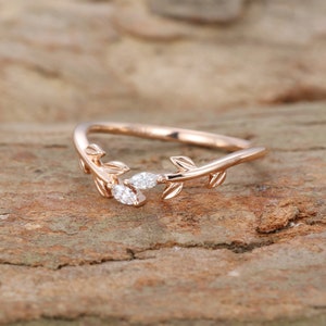 Unique Rose Gold wedding band matching wedding band Art deco | Etsy