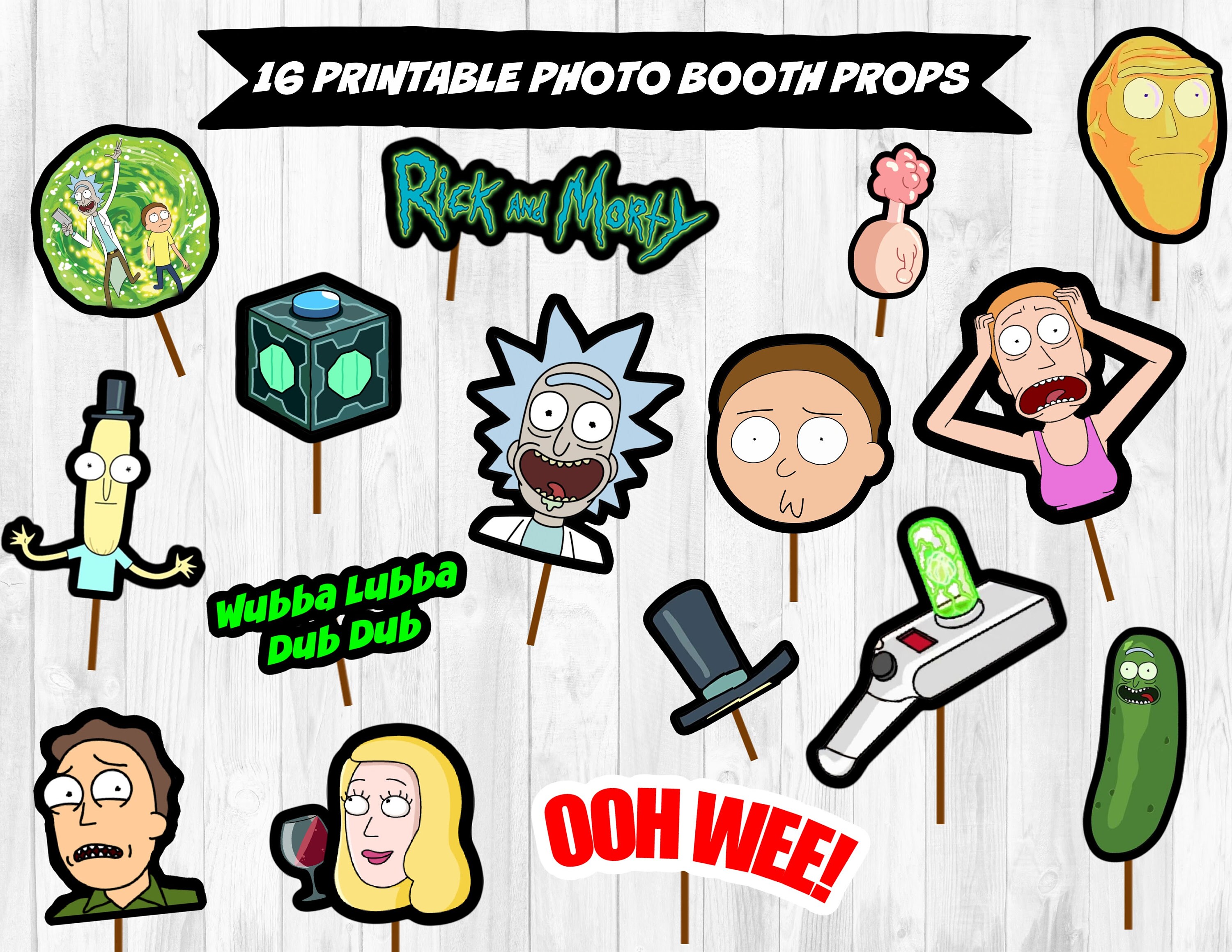 Rick and Morty Photo Booth Props, Rick and Morty Birthday Party, Party ...