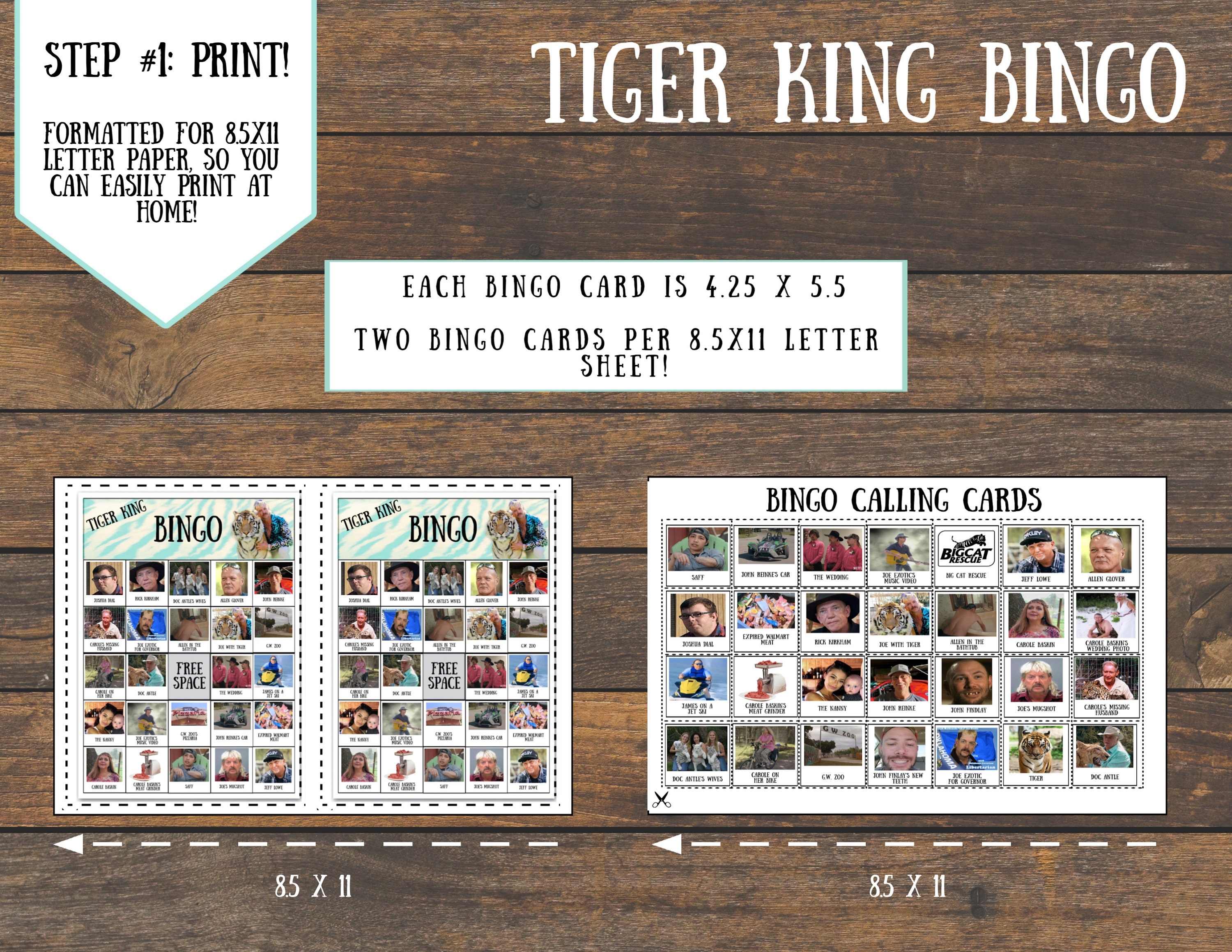 Tiger King Bingo, Tiger King Printable Bingo, Tiger King Game, Tiger ...