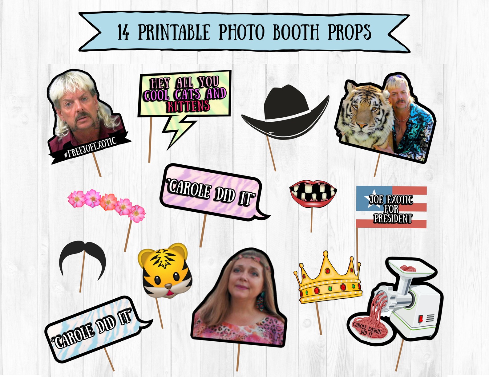 Tiger King Photo Booth Props, Tiger King Birthday Party, Party Props ...