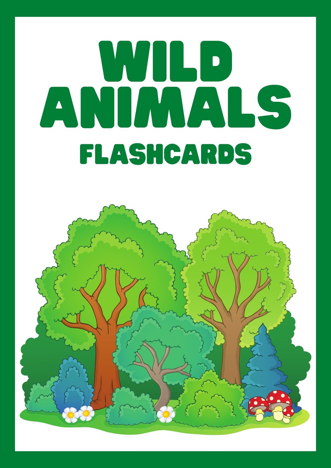 Wild Animals Flashcards - Colorful Printable Animal Learning Cards for ...