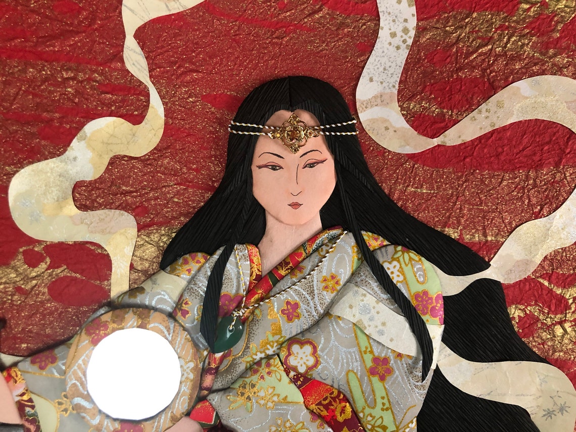 Japanese Paper Walnut Picture Japanese God amaterasu Omikami - Etsy