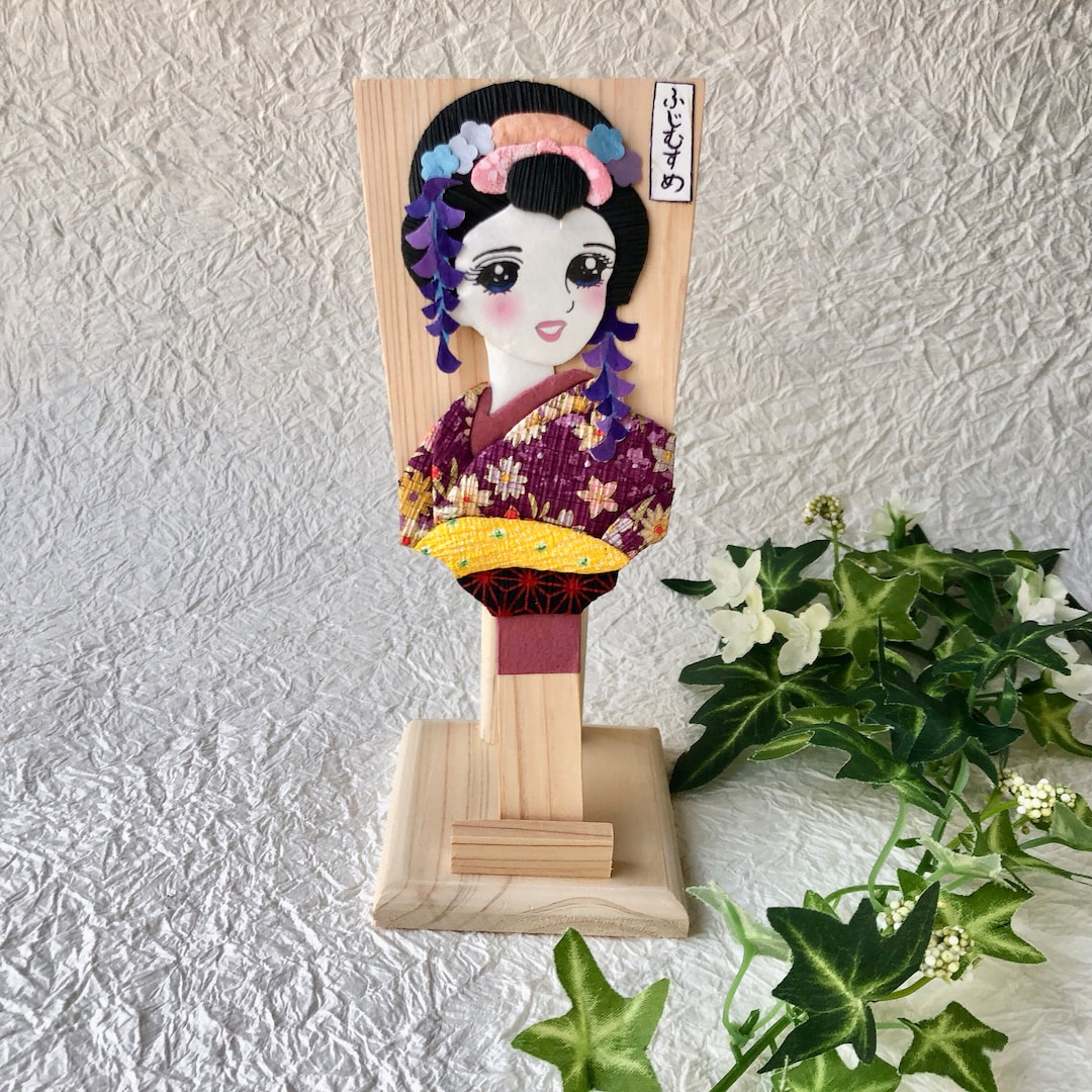 Japanese Paper Walnut Picture Hagoita wisteria Girl - Etsy