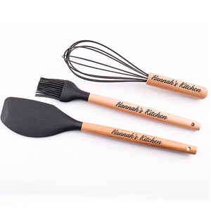 Personalized Silicone Mini Spatulas Set With Pastry Brush and Whisk ...