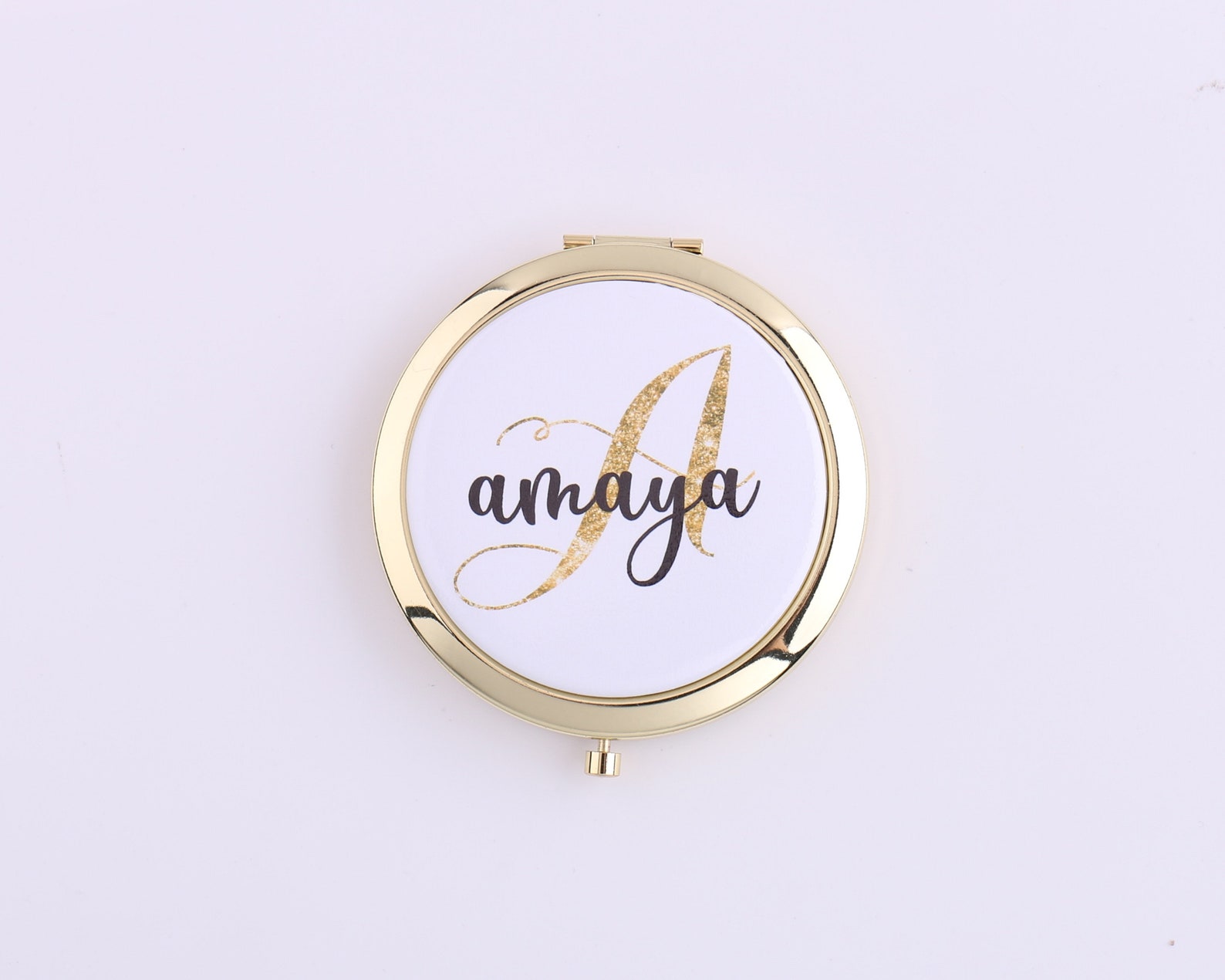 Personalized Gold Initial Compact Mirror Wife Anniversary Your - Etsy