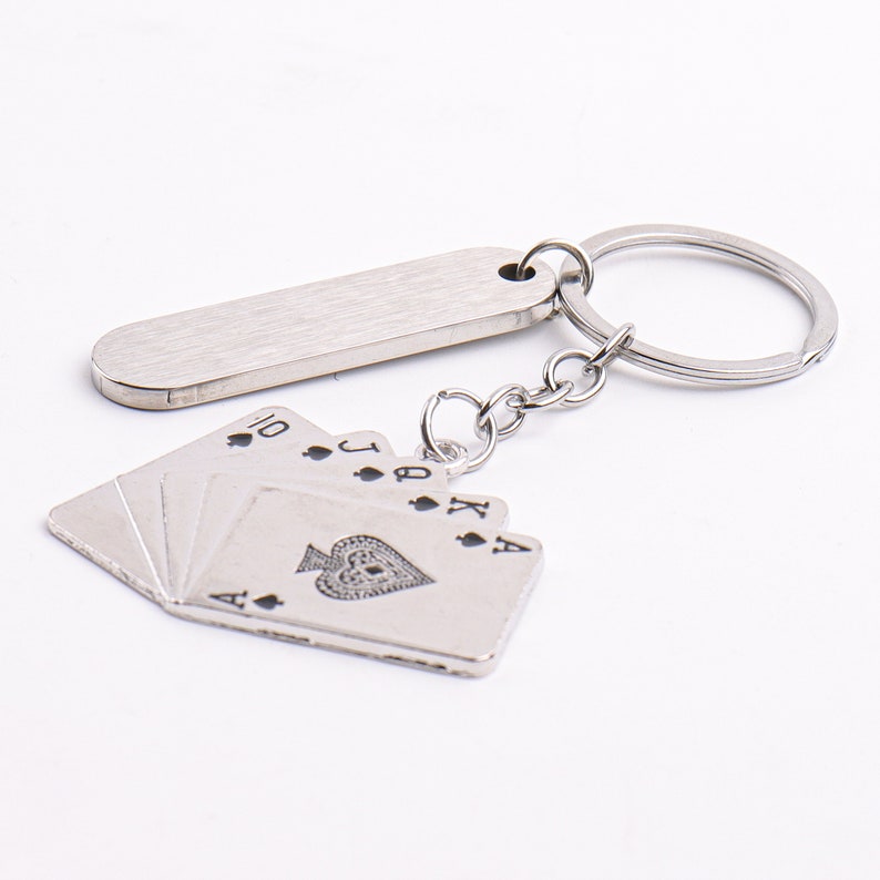 Personalized Playing Cards Keychain Poker Keychains for Men Key Ring ...