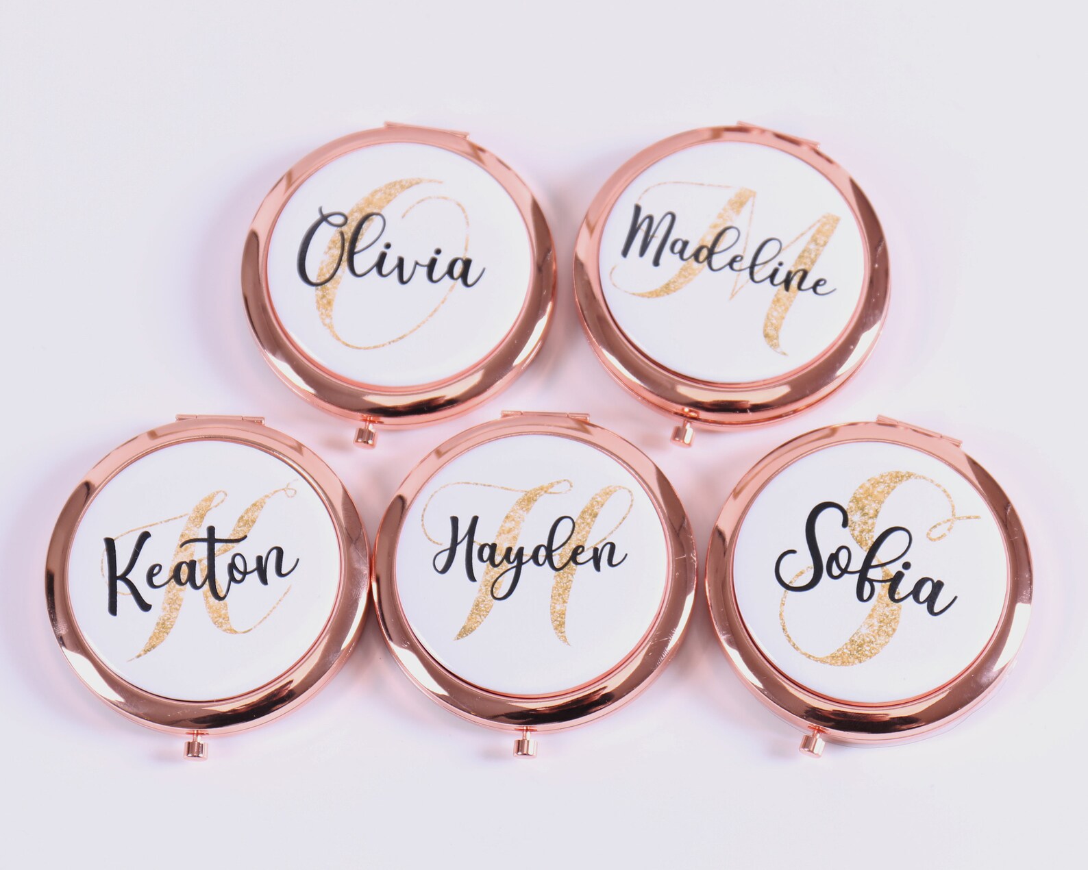 Personalized Gold Initial Compact Mirror Wife Anniversary Your | Etsy