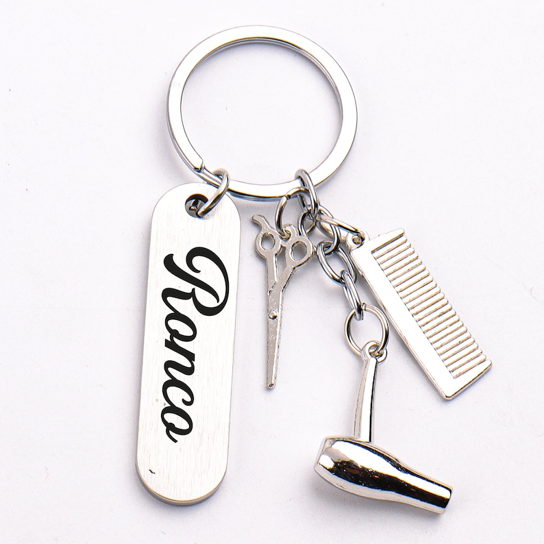 Personalized Fashion Hairdresser Hair Dryer, Scissor, Comb Charm ...