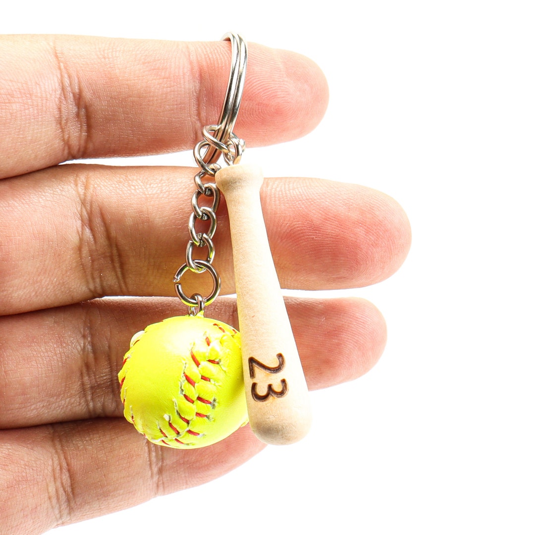 Customized Mini Baseball Bat Keyring Coach Gift Tag PU Softball ...