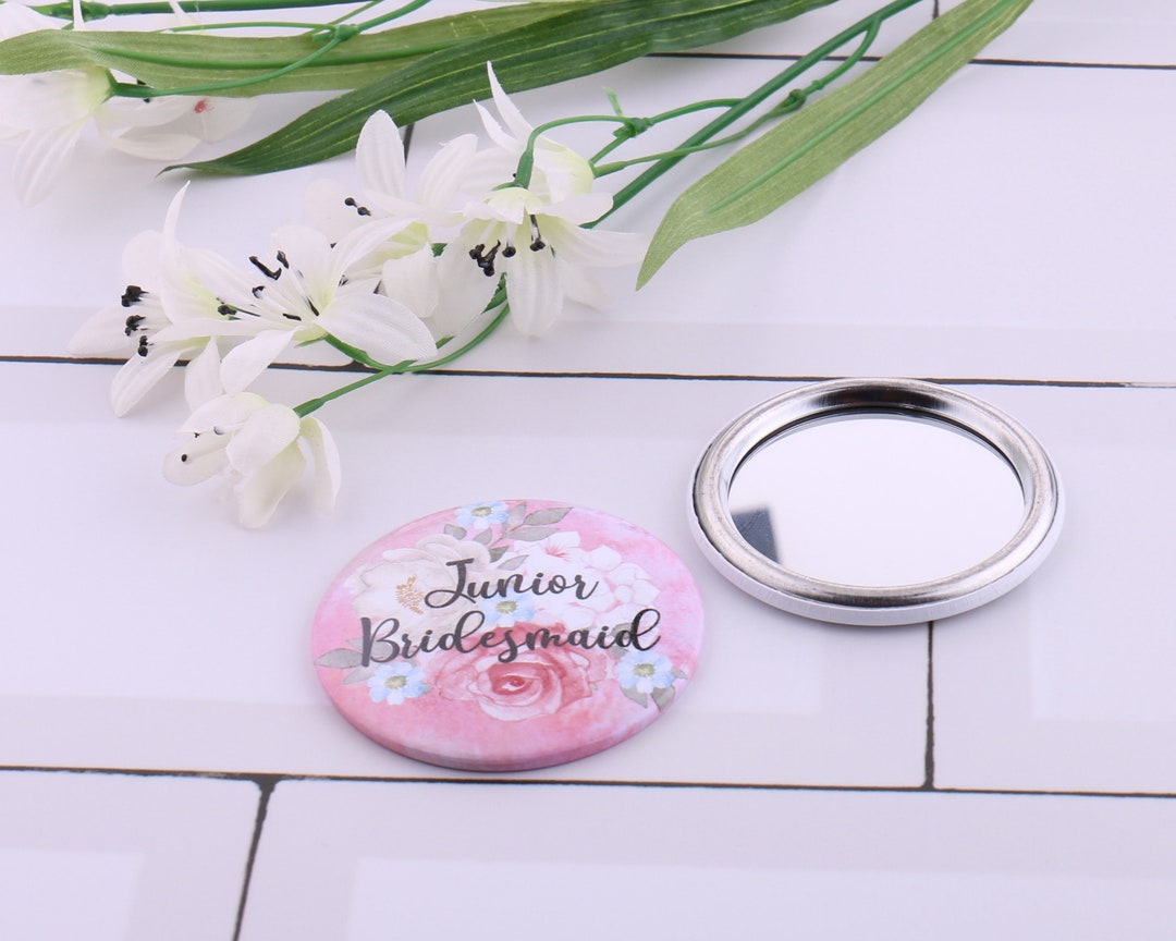 Personalized One-sided Compact Mirror Your Custom Text Floral Pink ...