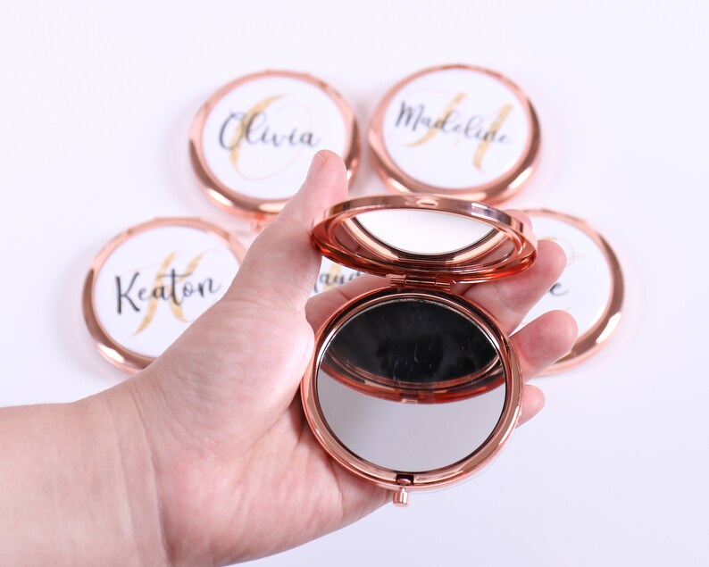 Personalized Gold Initial Compact Mirror Wife Anniversary Your - Etsy