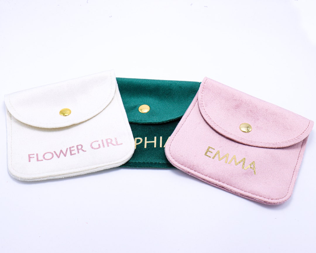 Personalized Premium Velvet Jewelry Pouch Secure Snap Button Closure ...