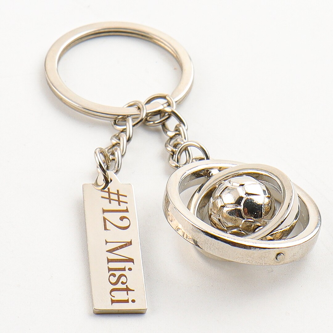 Personalized Metal Rotating 3D Soccer Keychain, Custom Rotating Soccer ...