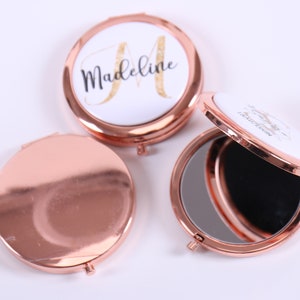 Personalized Gold Initial Compact Mirror Wife Anniversary Your Name ...