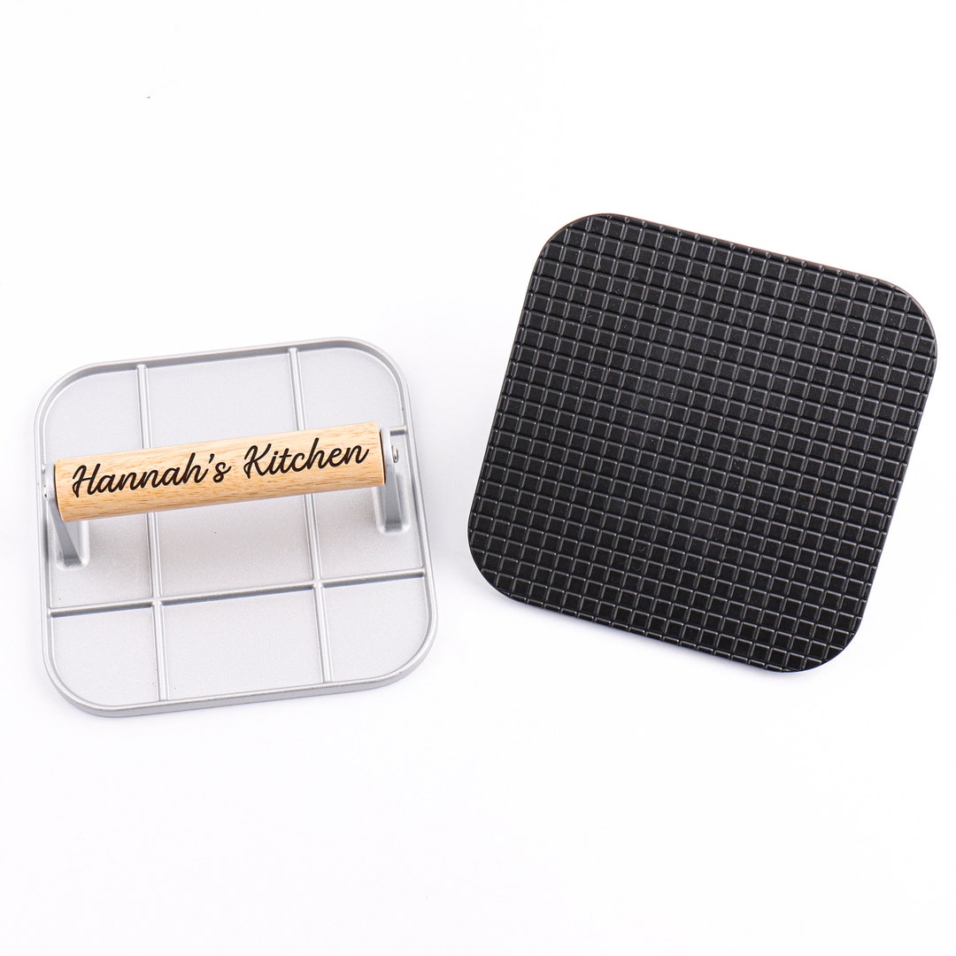 Personalized Aluminum Burger Steak Press Engraved Name BBQ Bacon Meat ...