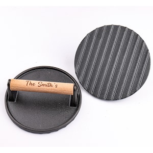 Personalized Burger Press, Meat Press With Wood Handle, Heavy-duty Cast ...