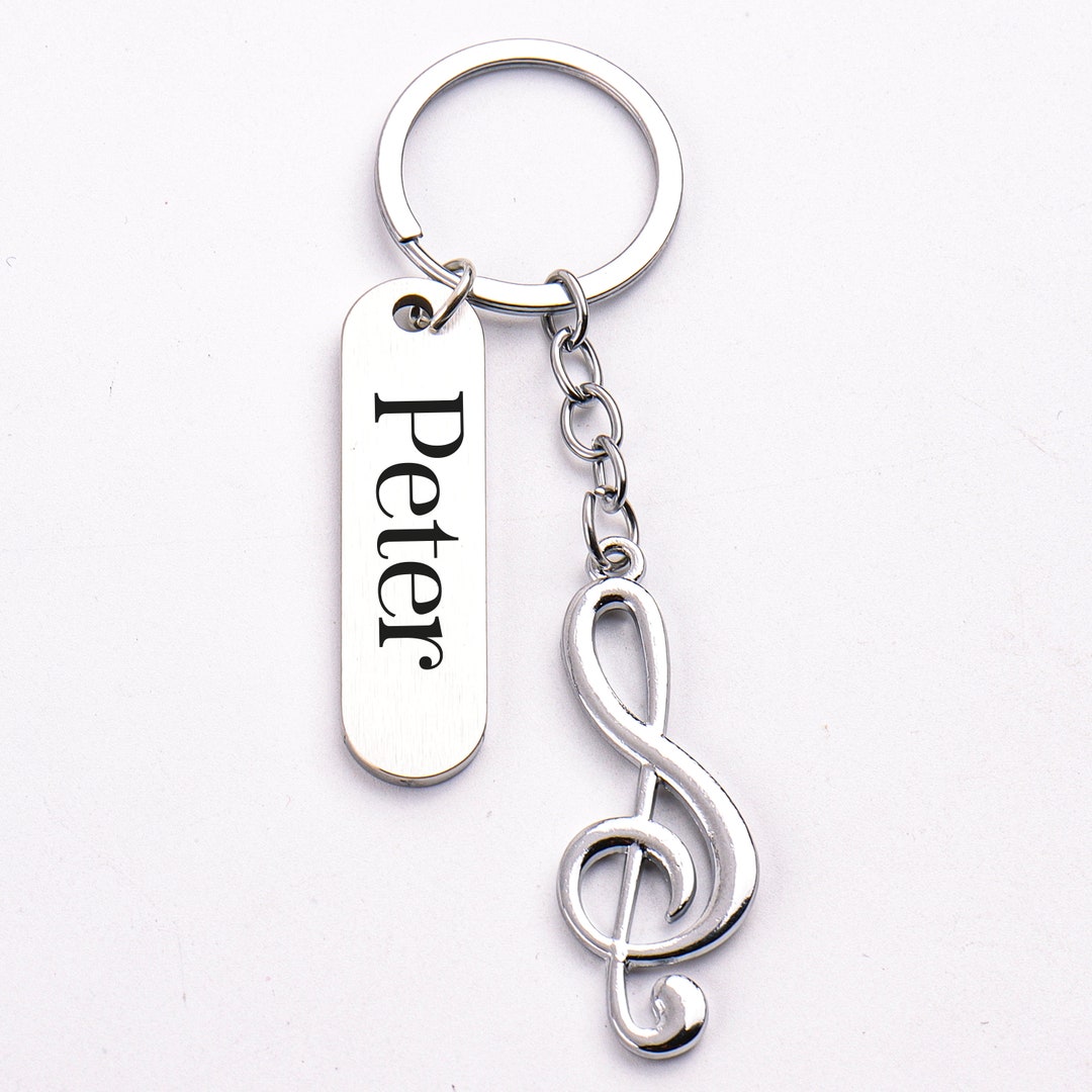 Personalized Musical Note Keychain, Custom Music Symbol Keychain, Gift ...
