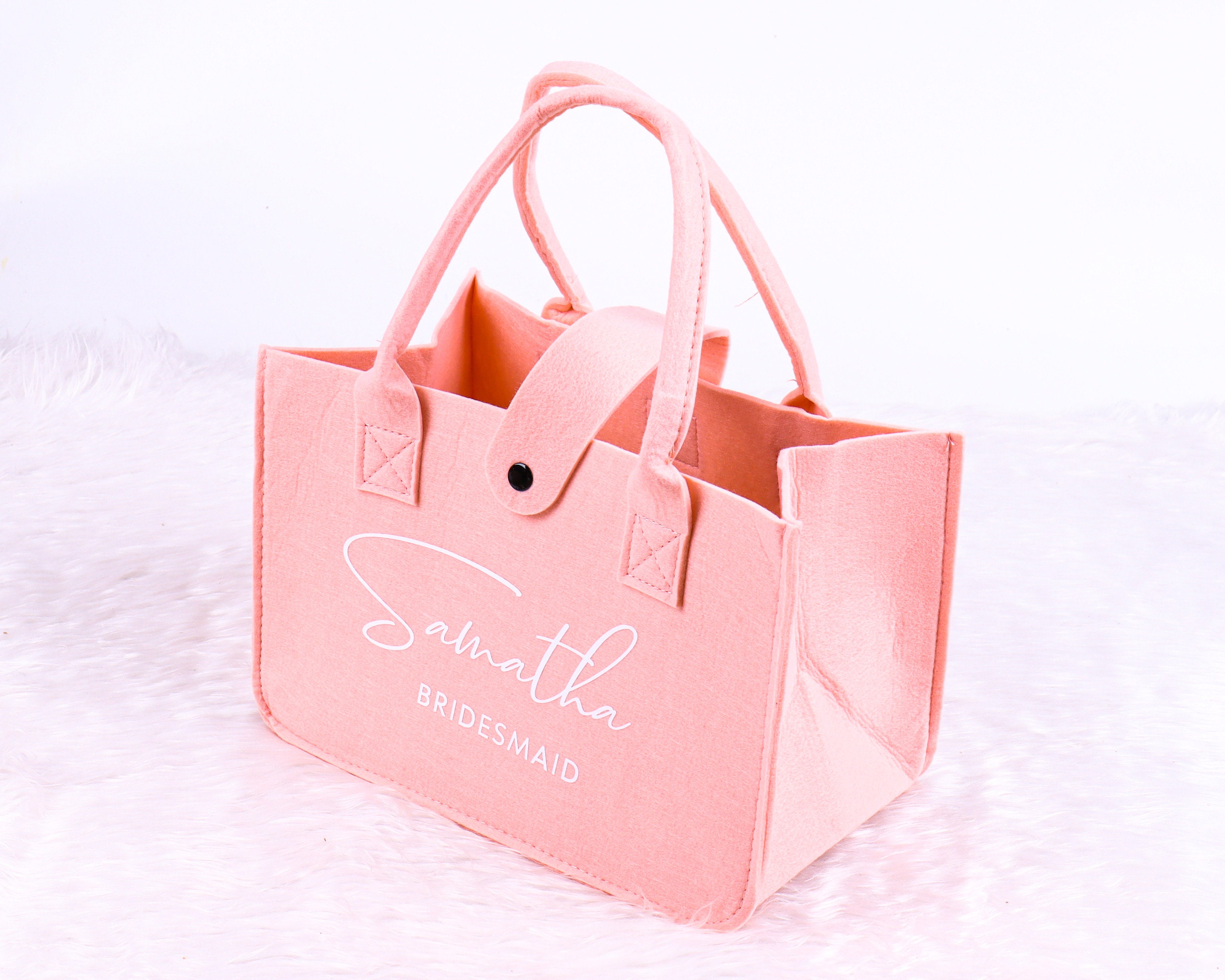 Personalized Sleepover Tote Bag Felt Bridesmaid Name Maid of Honor ...