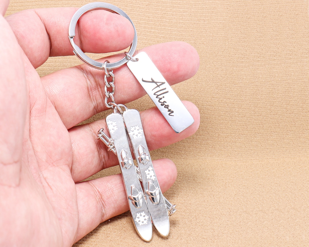 Personalized Ski Keychain for Fan Snow Christmas Gift Coach Dad ...