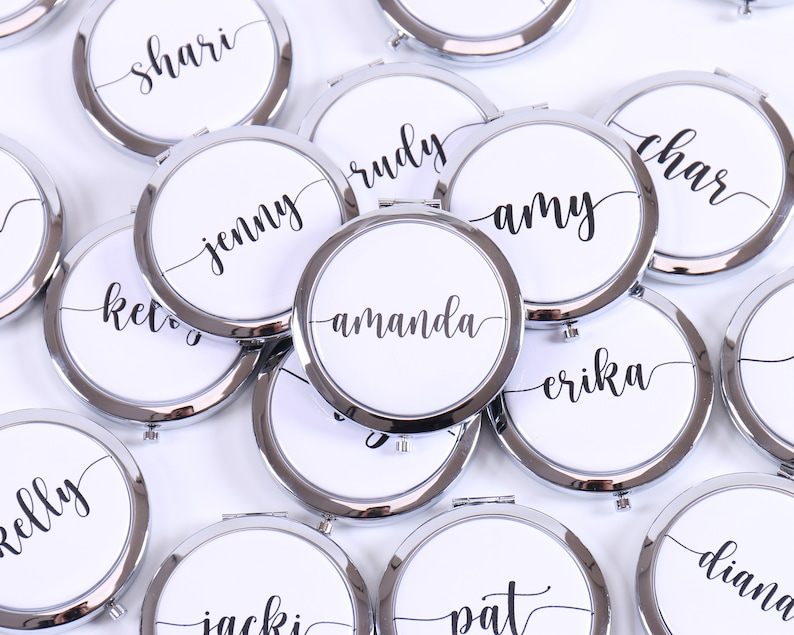 Customized Gold Name Compact Mirror Your Personalized Text or | Etsy