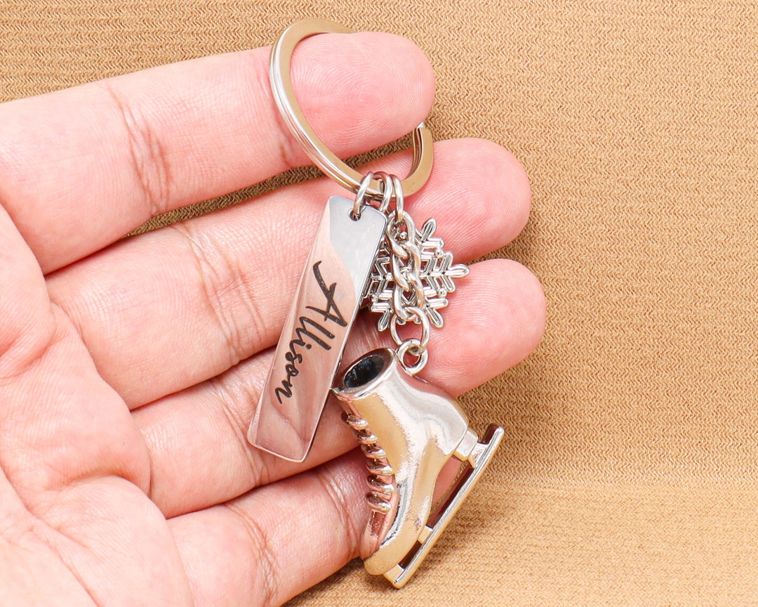 Personalized Skating Shoe Snow Keychain Ice Favor Coach Keychain Custom ...