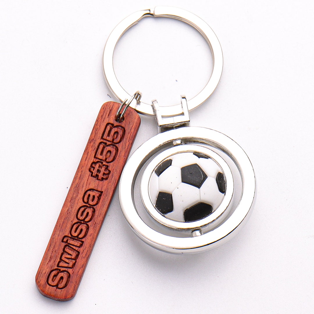 Customized Soccer Keyring Rotatory Pendant Sports Fan Gift Keychain ...