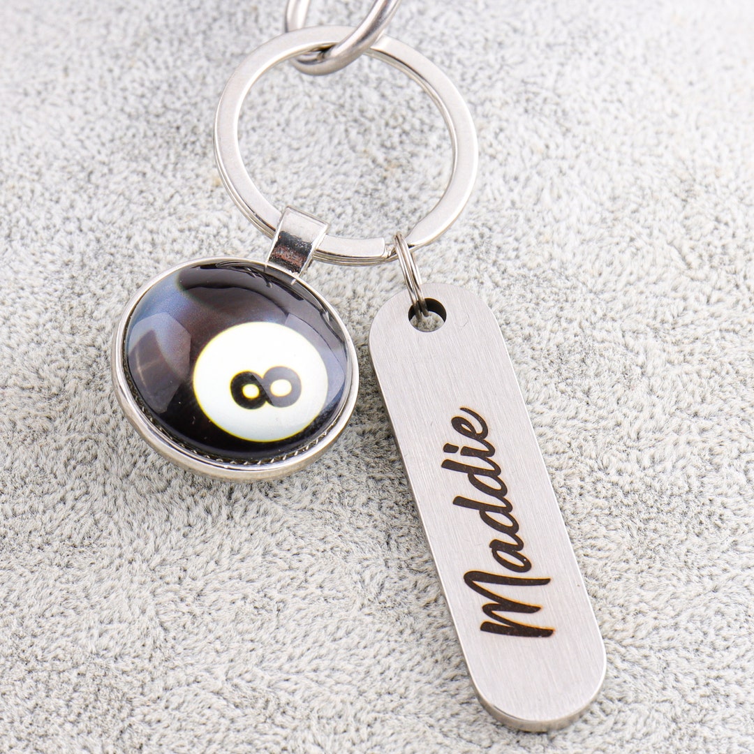 Personalized Billiards Ball Keyring Pendant Sports Fan Pool Player ...