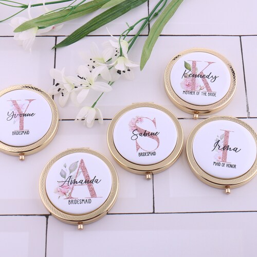 Personalized Gold Alphabet and Name Compact Mirror Initial - Etsy