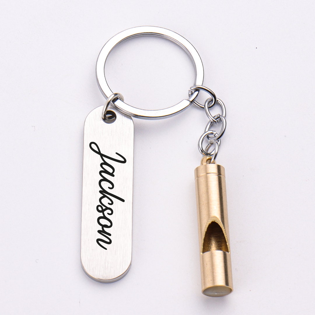 Personalized Brass Whistles Keychain for Home and Outdoor Use, Custom ...