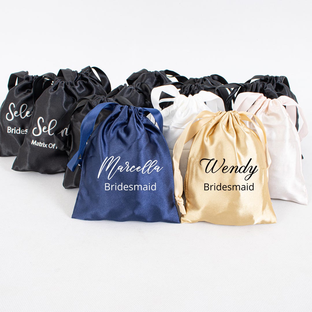 Personalized Satin Gift Bag, Party Favor Bag Drawstring Pouch for Baby ...