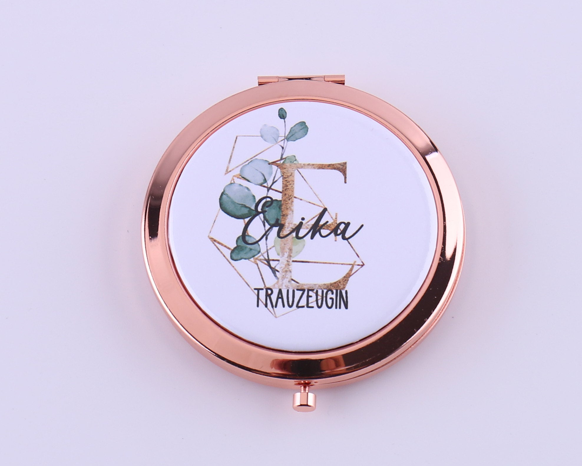 Personalized Rose Gold Initial Compact Mirror Customized | Etsy