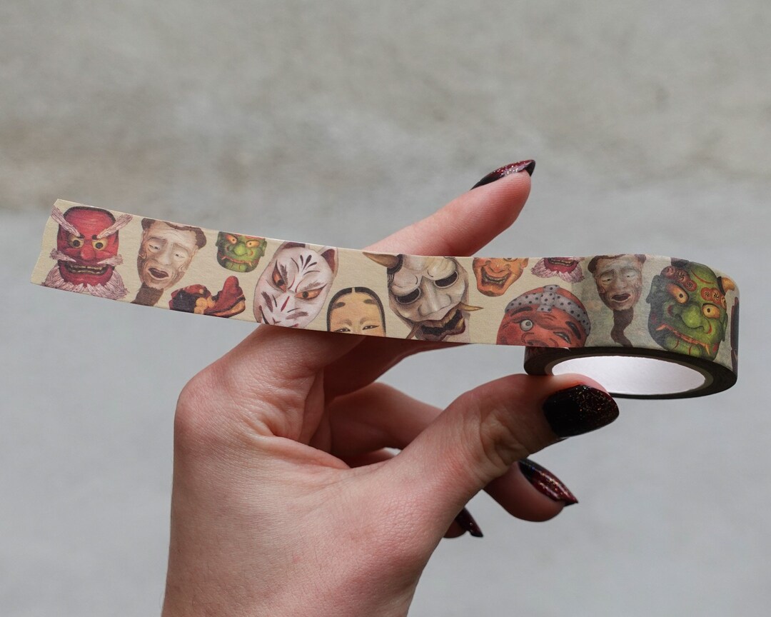 Japanese Masks Noh Washi Tape oni, Hanya, Kitsune and Tengu Masks - Etsy