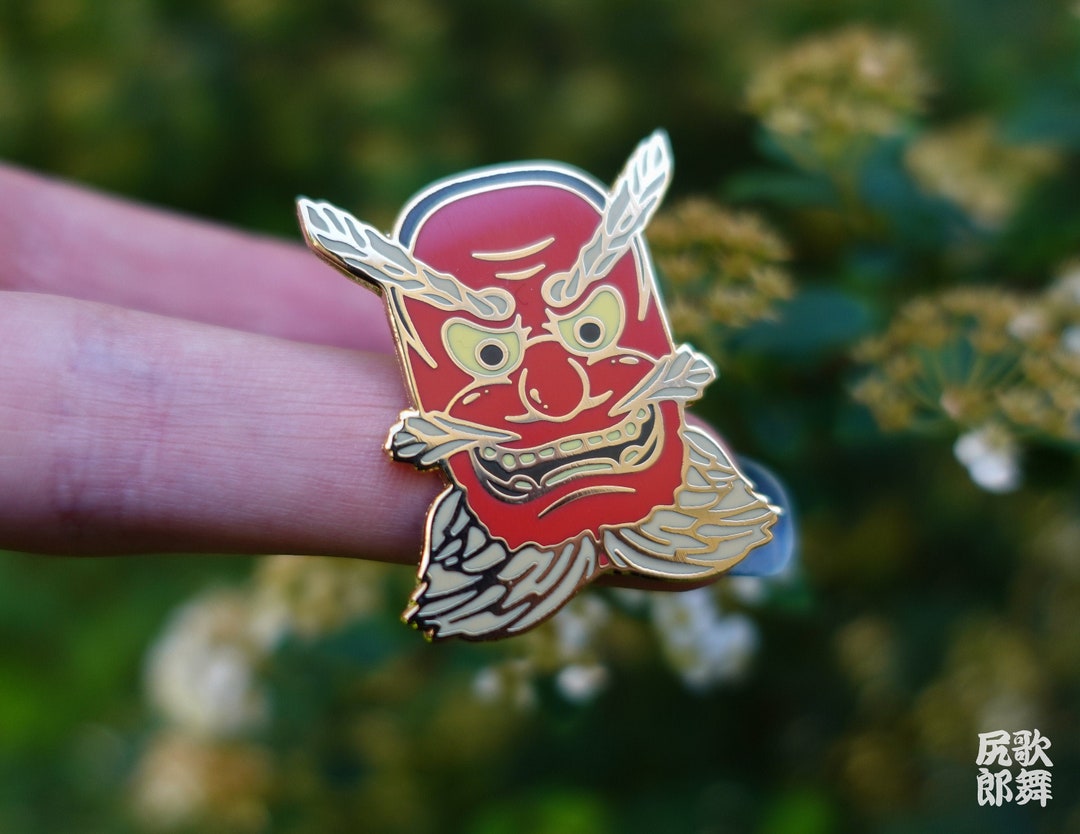 Japanese Tengu Mask Enamel Pin - Etsy