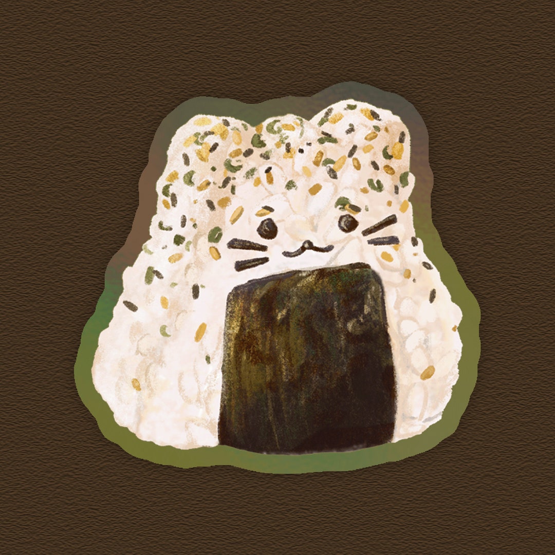 Onigiri Cat Holographic Sticker - Etsy