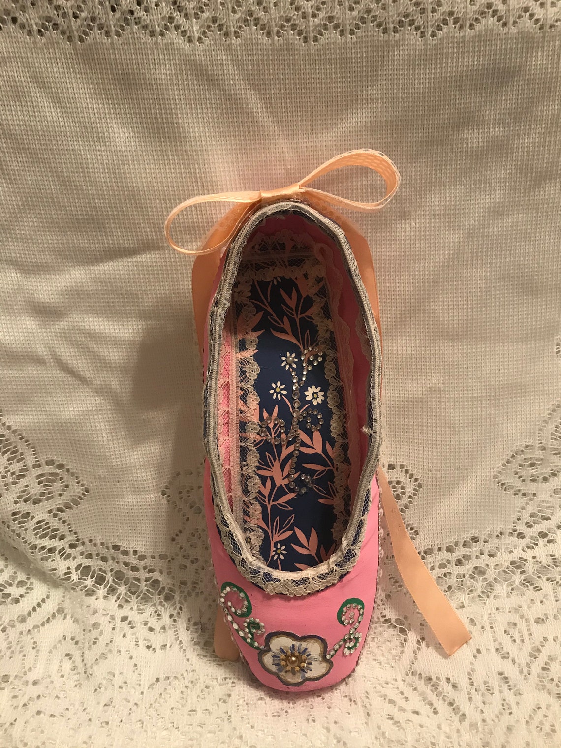 Pink and Blue Flower Decorated Pointe Shoe - Etsy