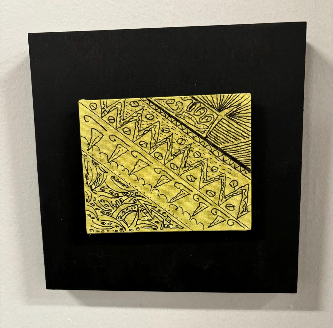 Yellow Watercolor Over Unique Abstract Zendoodle or Doodle - Etsy