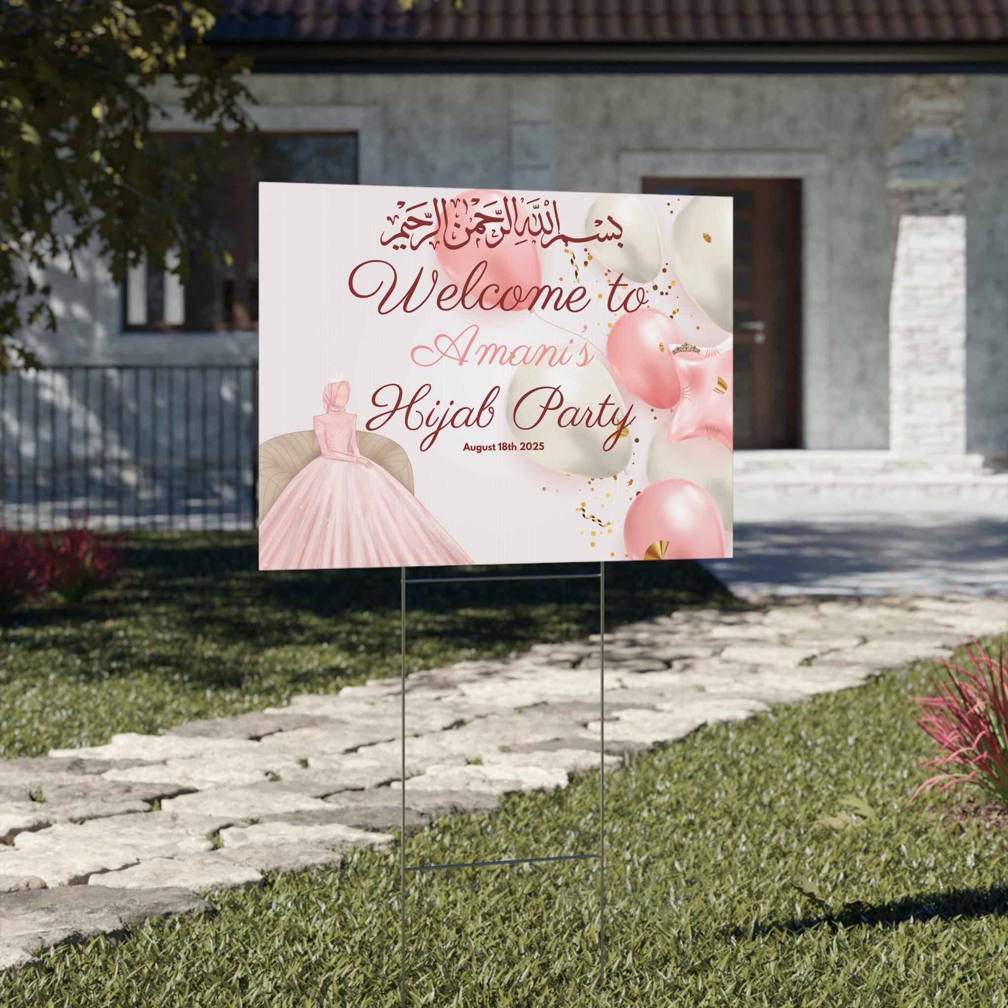 Personalized Hijab Party Welcome Yard Signs, Hijab Party Invitation ...