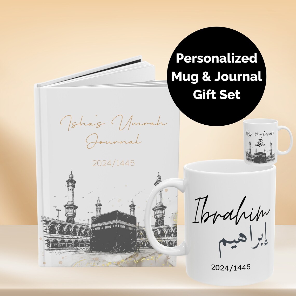 Personalized Hajj & Umrah Journal and Mug Gift, Islamic Gift Set ...