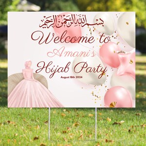 Personalized Hijab Party Welcome Yard Signs, Hijab Party Invitation ...