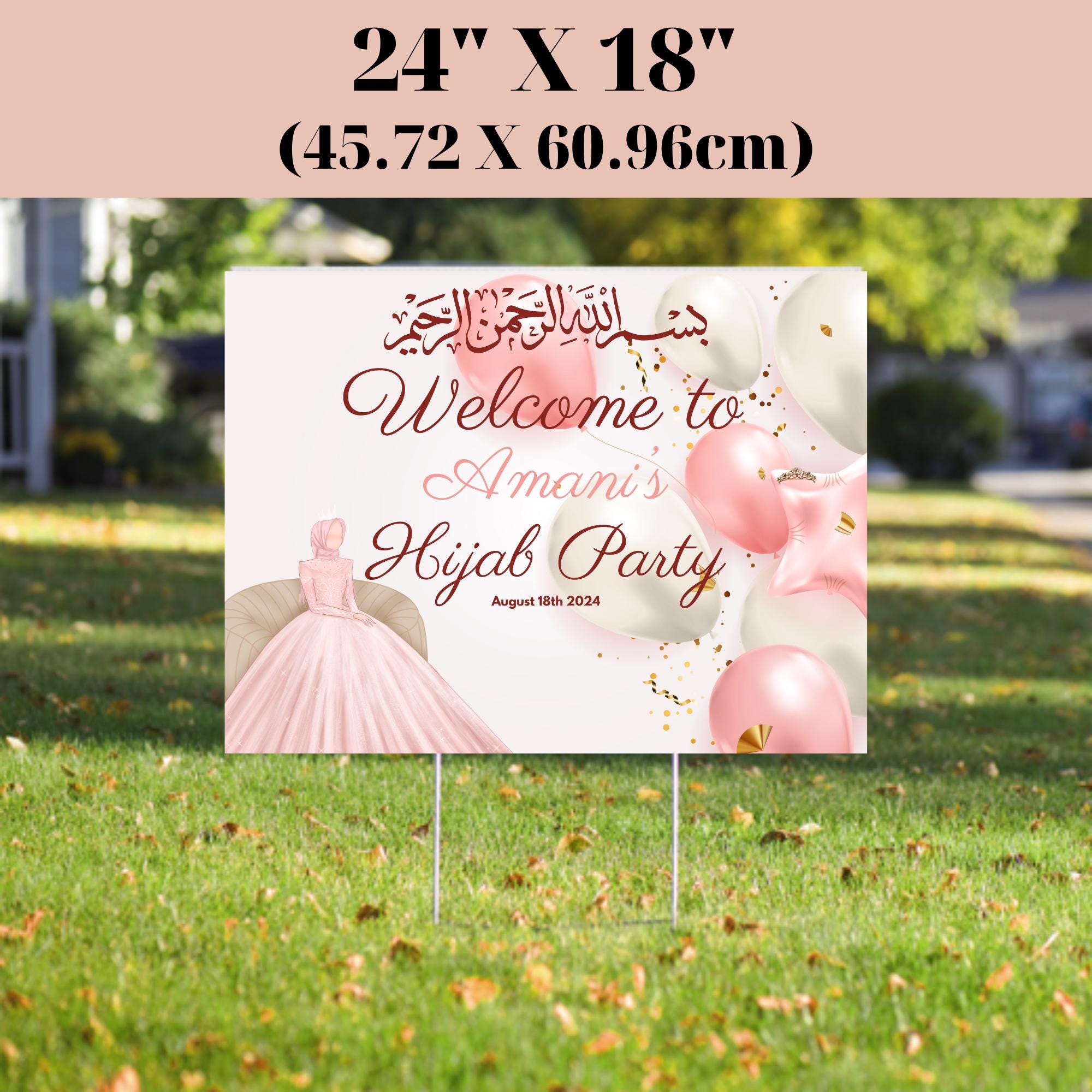 Personalized Hijab Party Welcome Yard Signs, Hijab Party Invitation ...