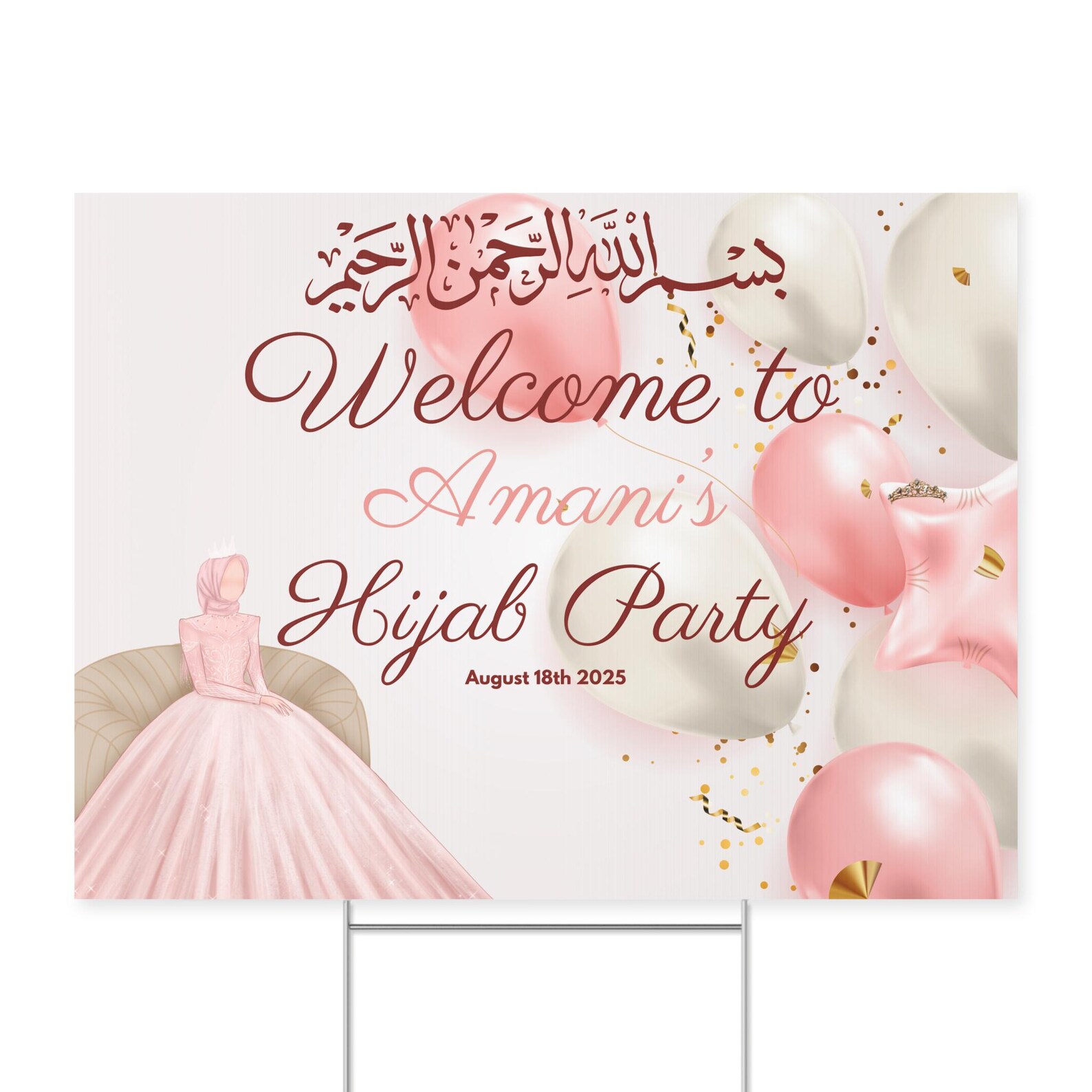 Personalized Hijab Party Welcome Yard Signs, Hijab Party Invitation ...