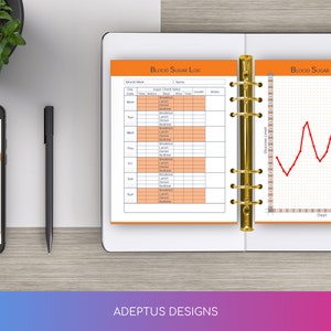 Printable Blood Sugar Glucose Log Book Graph Tracker Journal Planner ...