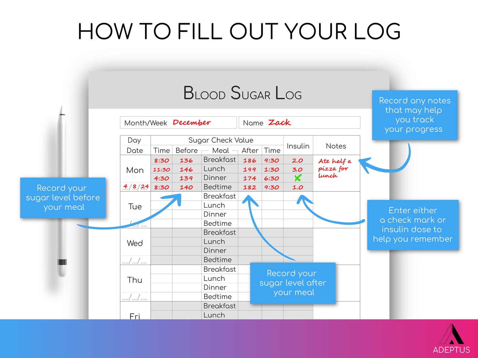 Printable Blood Sugar Glucose Log Book Graph Tracker Journal | Etsy