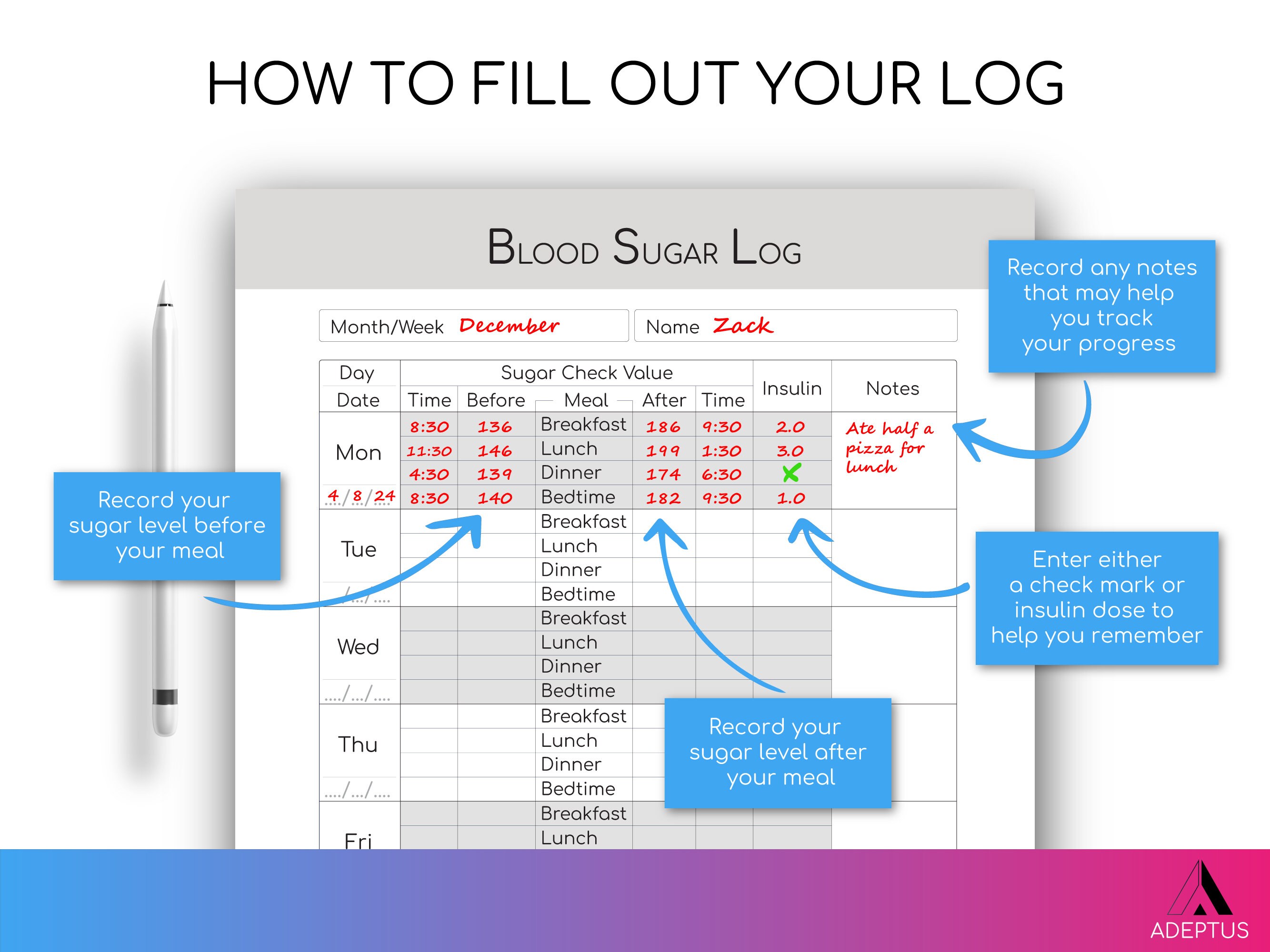 Printable Blood Sugar Glucose Log Book Graph Tracker Journal | Etsy