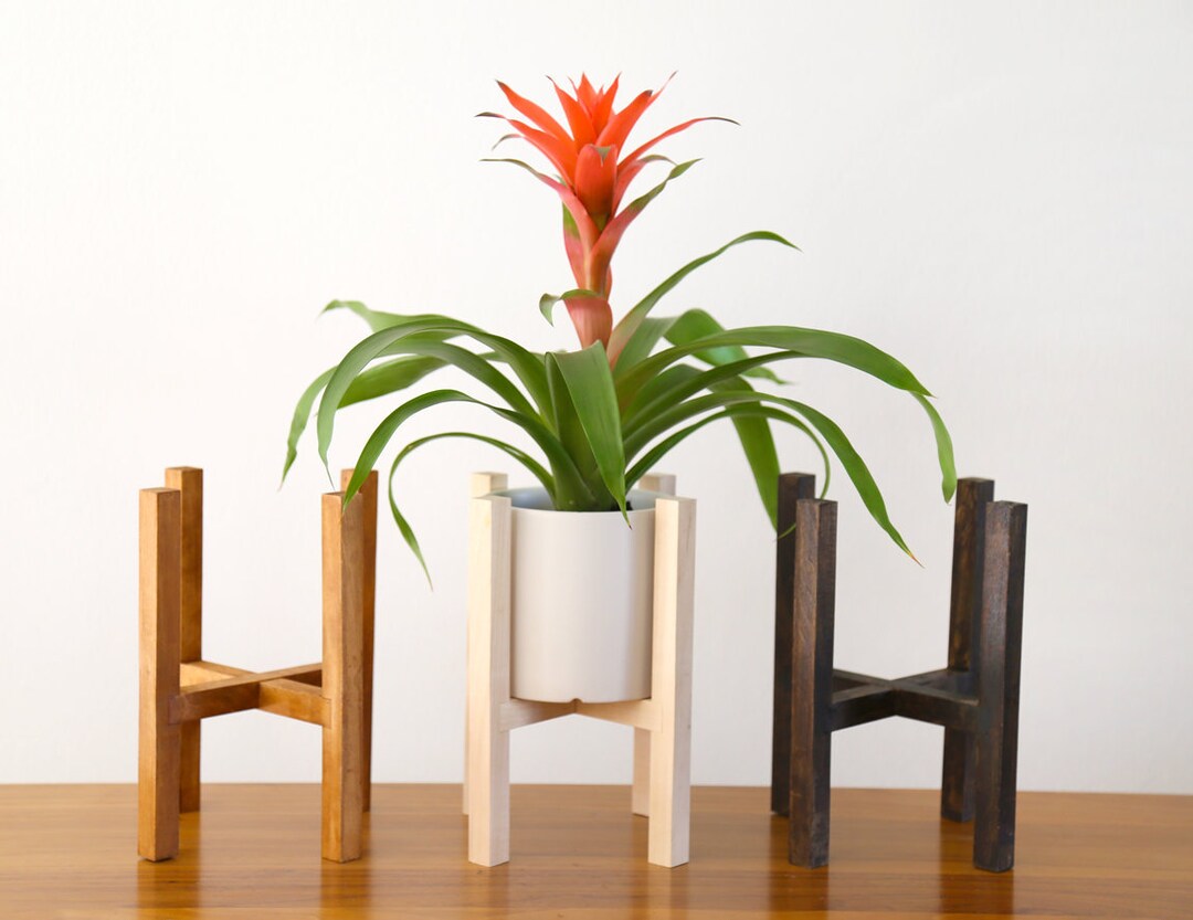 Reversible Mid Century Modern Plant Stand Indoor Wood Planter Retro ...