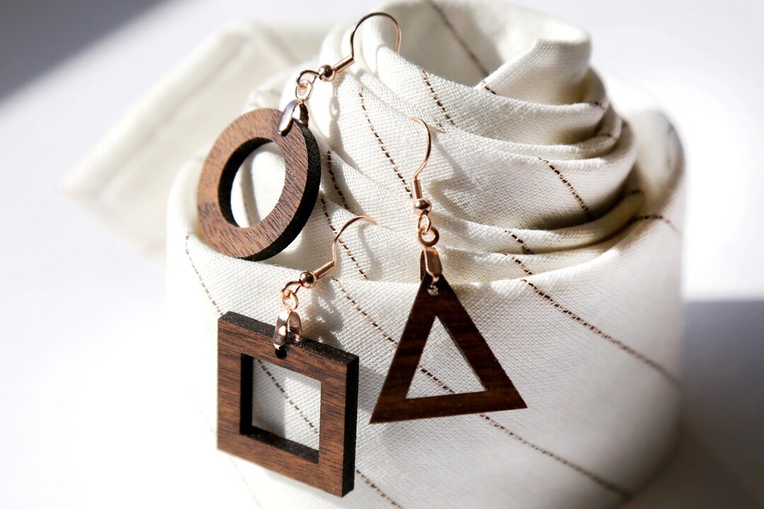 3 Pairs Geometric Dangle Earrings Set – Triangle Circle Square Drop ...